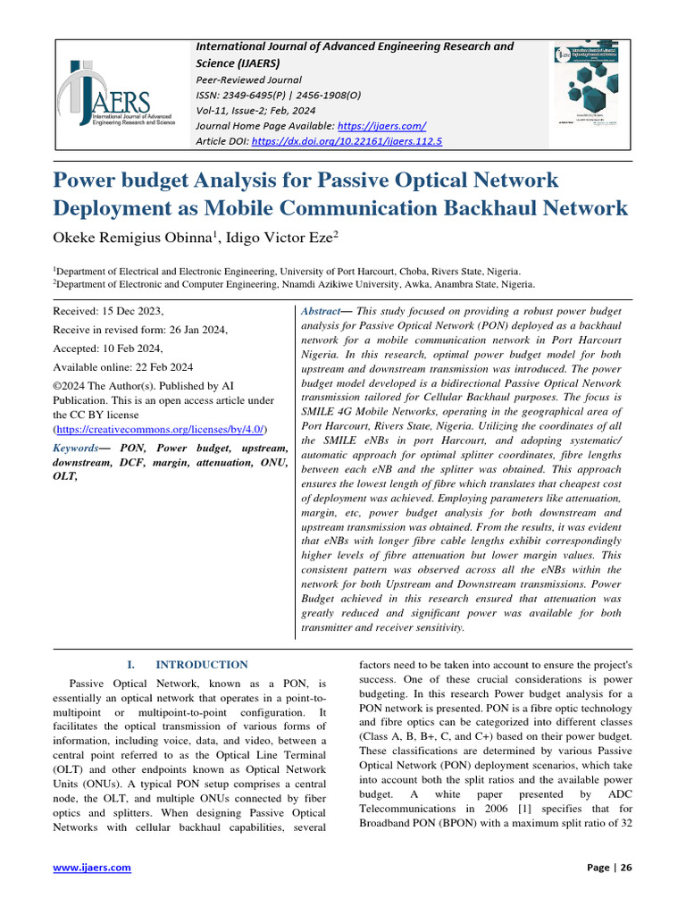 Power Budget Analysis For Passive Optical Network Deployment As Mobile Communication Backhaul 