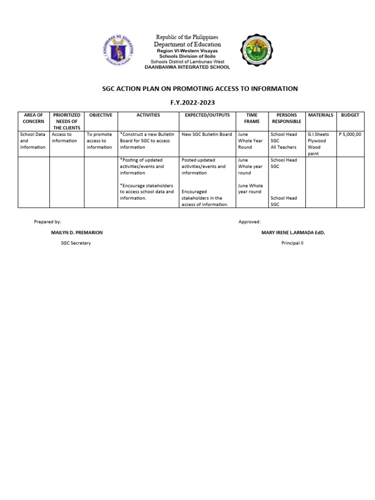 SGC Action Plan for Information Access | PDF