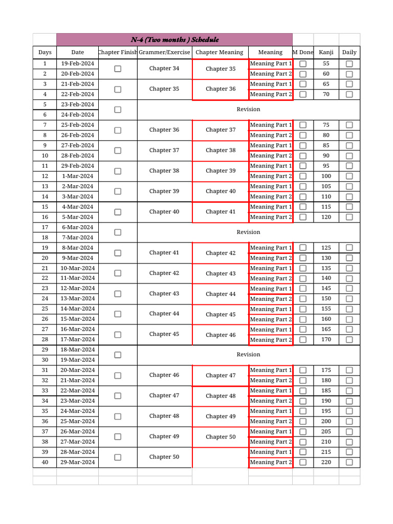 Wint Kay Japan N4 Schedule | PDF