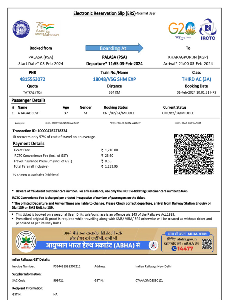 18048/VSG SHM EXP Third Ac (3A) | PDF | Identity Document