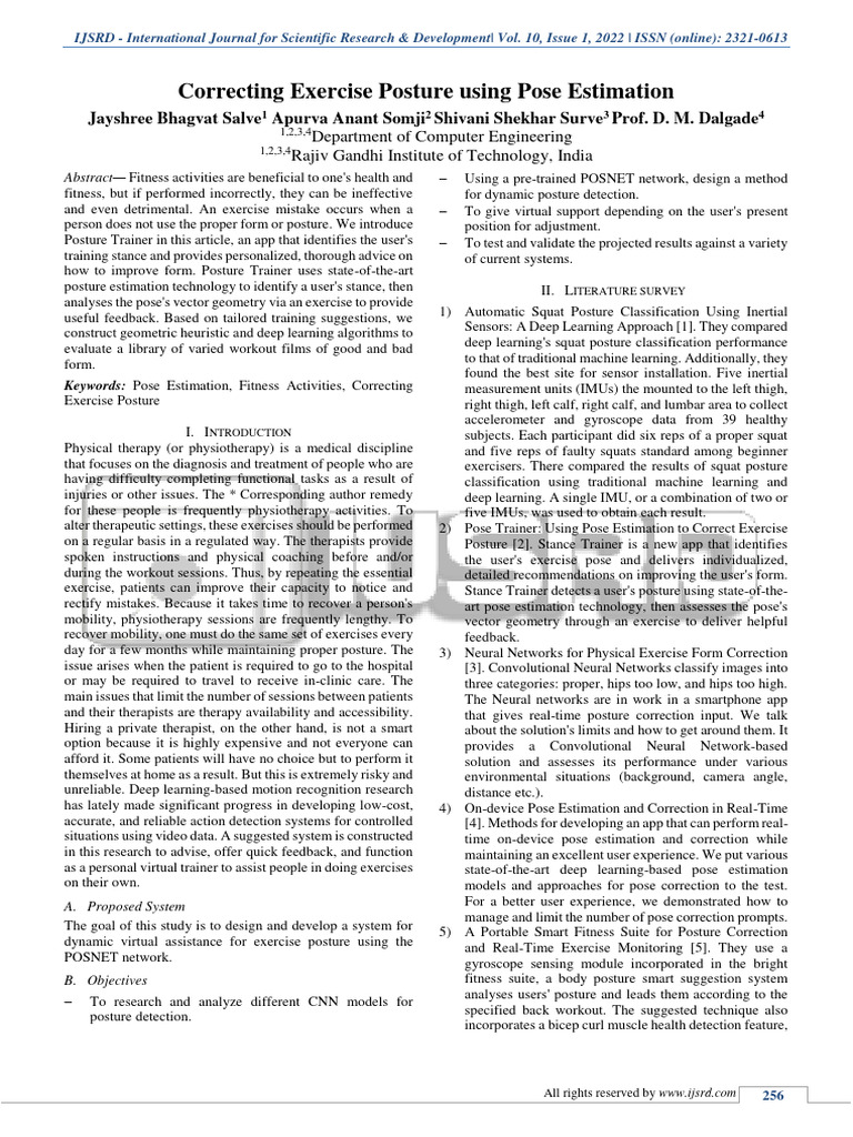 Correcting Exercise Posture Using Pose Estimation (2022) | PDF | Deep Learning | Machine Learning