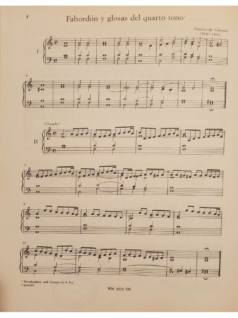 Fabordón y Glosas Del Quarto Tono (Antonio de Cabezón) | PDF