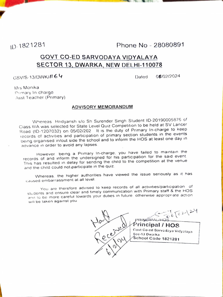 Complaint Against Principal Dr. Seema For Discrimination, Rude ...