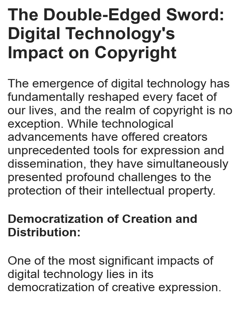 The Double-Edged Sword Digital Technology's Impact On Copyright | PDF ...