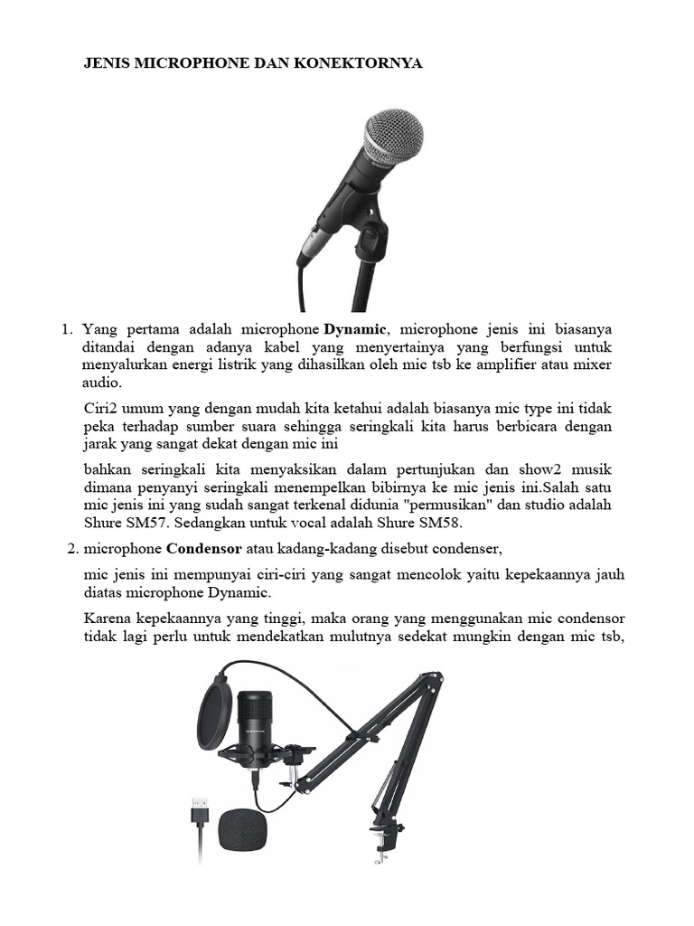 Jenis Microphone dan Konektor Audio | PDF | Griya & Taman | Teknologi ...