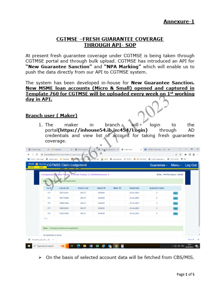 Cgtmse Api Sop | PDF | Computing | Information Technology