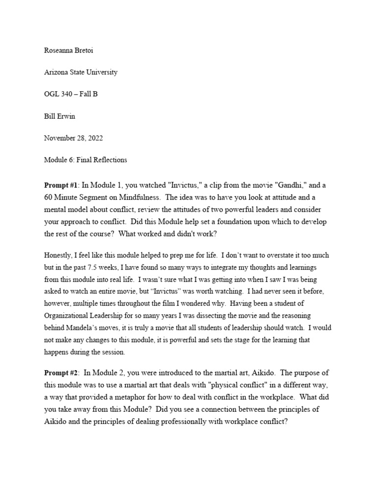 Module 6 Final Reflections | PDF | Thought | Leadership