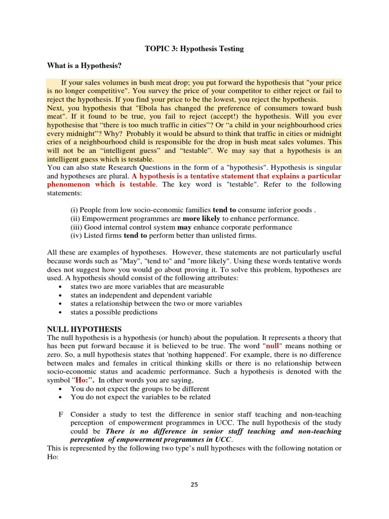 Intro to Hypothesis Testing | PDF | Normal Distribution | Statistics
