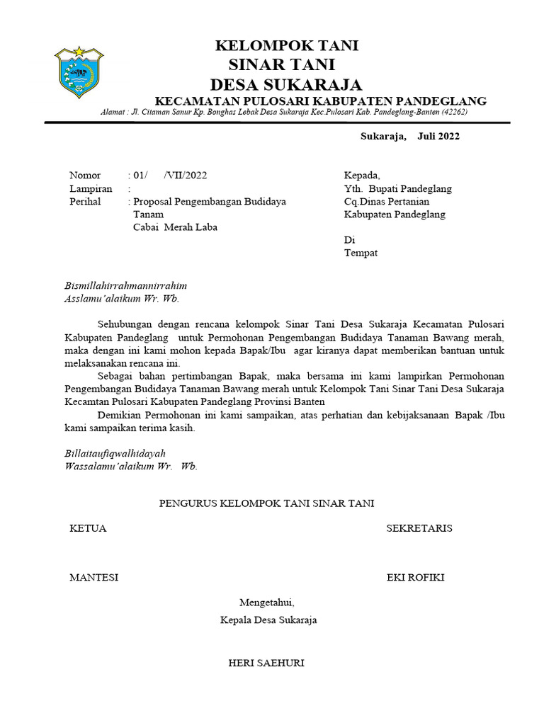 Proposal Kelompok Tani | PDF