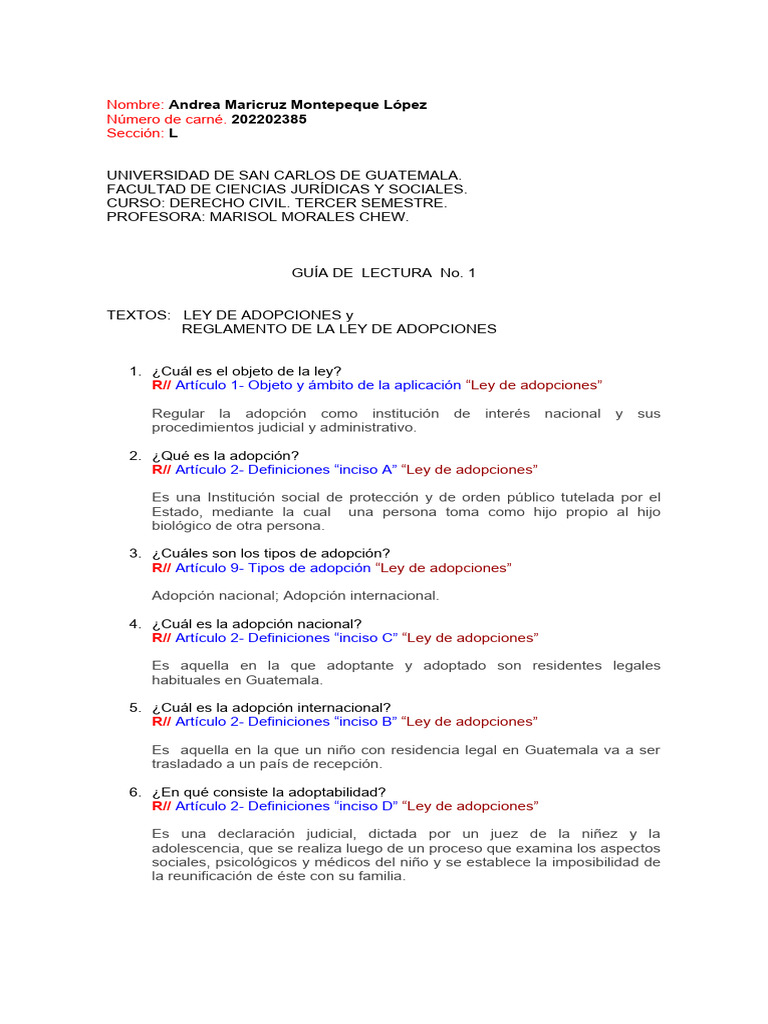 2023 Guia de Lectura Ley de Adopciones | PDF | Adopción | Familia