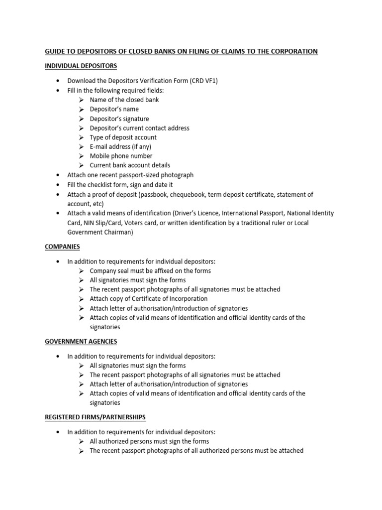 Simple Guide To Depositors of Closed Banks On Filing of Claims | PDF ...