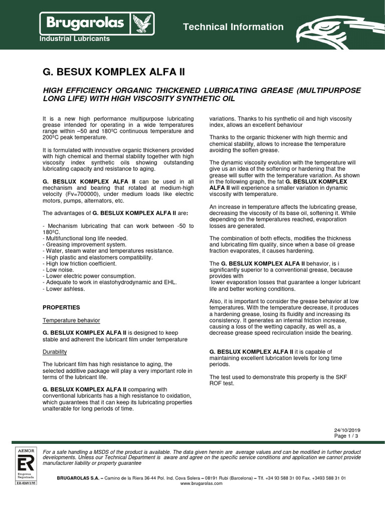 Tds G. Beslux Komplex Alfa II (25.10.19) | PDF | Bearing (Mechanical ...