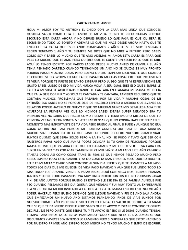 Carta para Mi Amor | Descargar gratis PDF | Amor