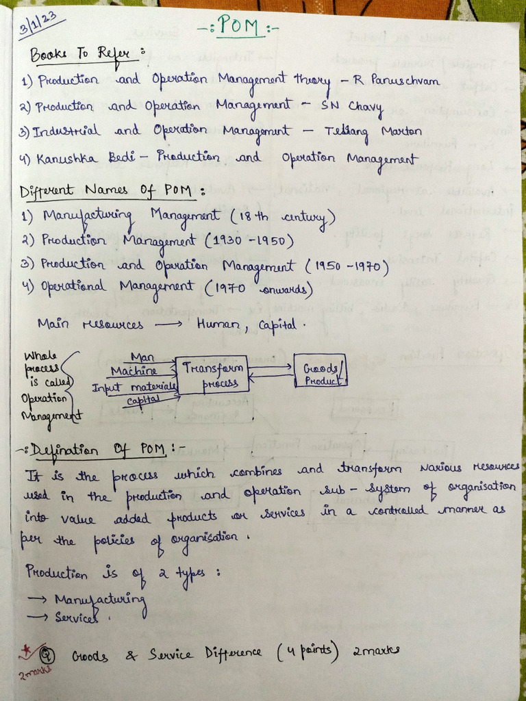 Project and Operation Management Notes Mod 1,2 | PDF