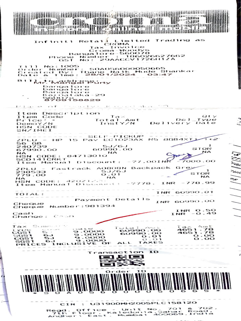 HP Pavilian Laptop Invoice | PDF | Finance & Money Management