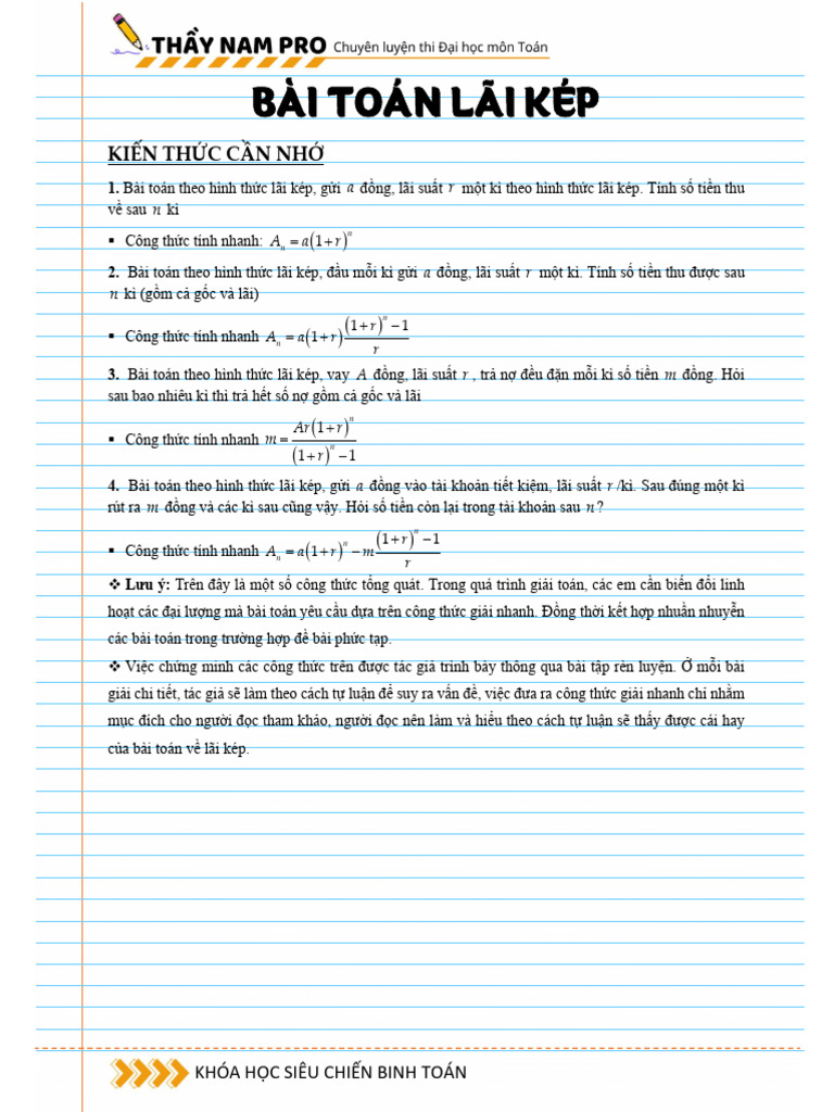 Bài Toán Lãi Kép - Tăng Trư NG (PBT) | PDF