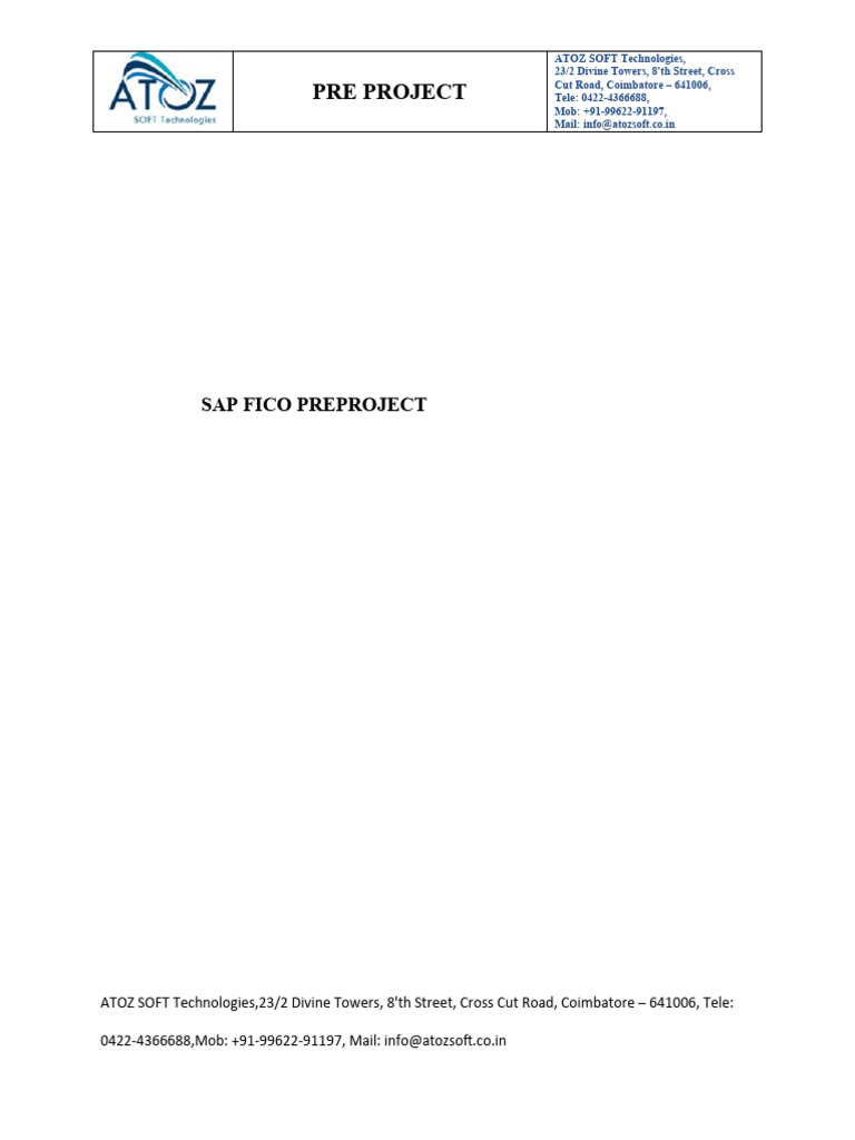 FI Pre-Project Deliverables | PDF | Balance Sheet | Ledger