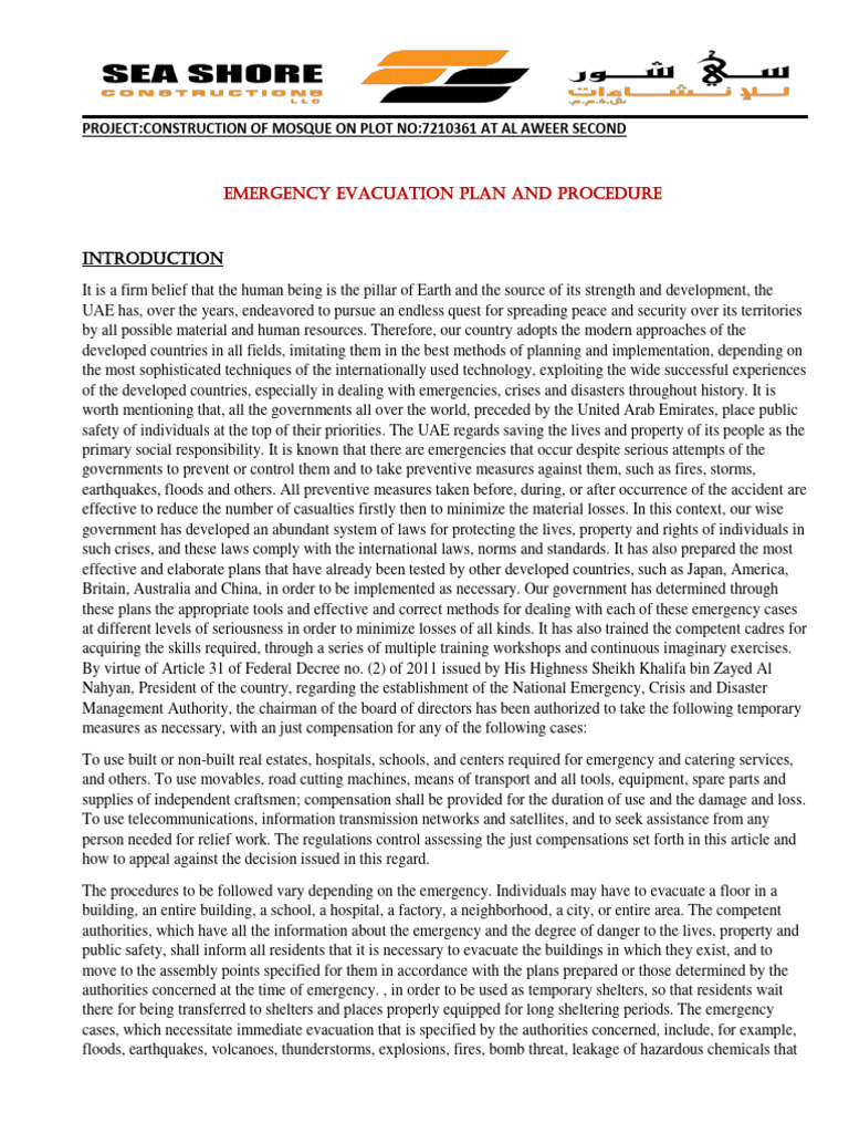 Emergency Evacuation Plan and Procedure | PDF | Emergency Evacuation ...