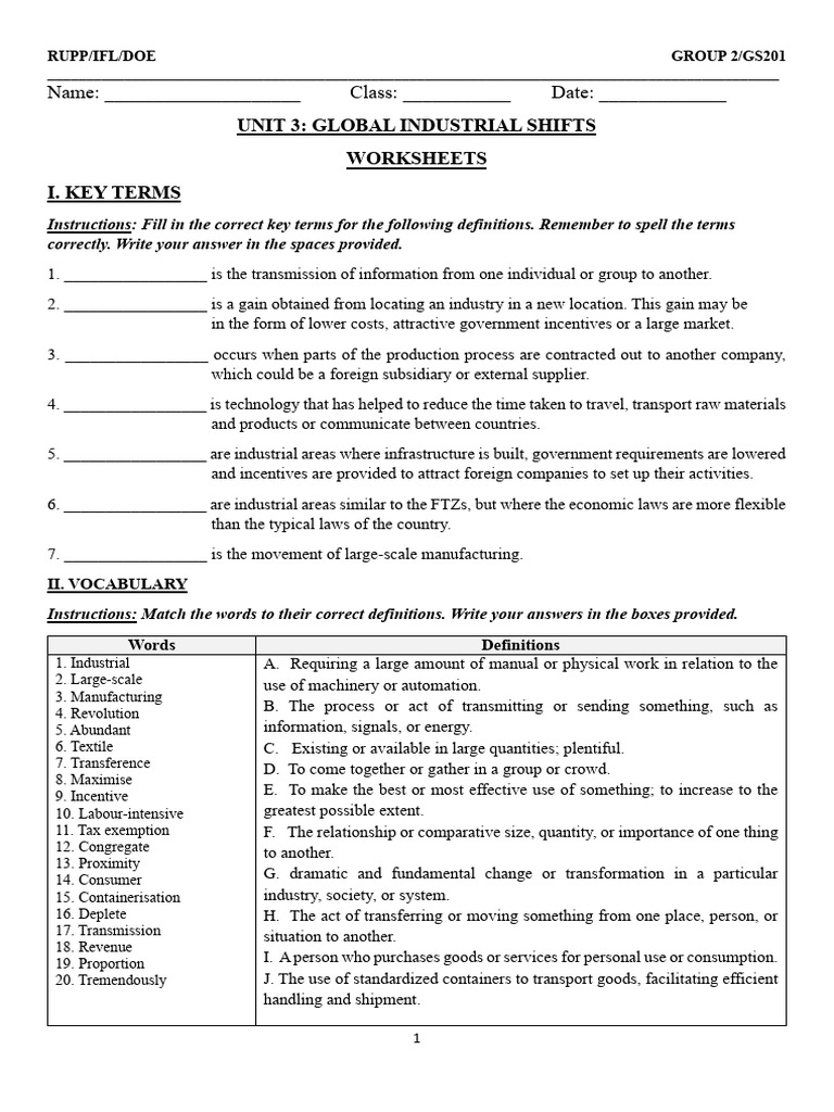 Unit 3 - Global Industrial Shifts | PDF | Taxes | Goods