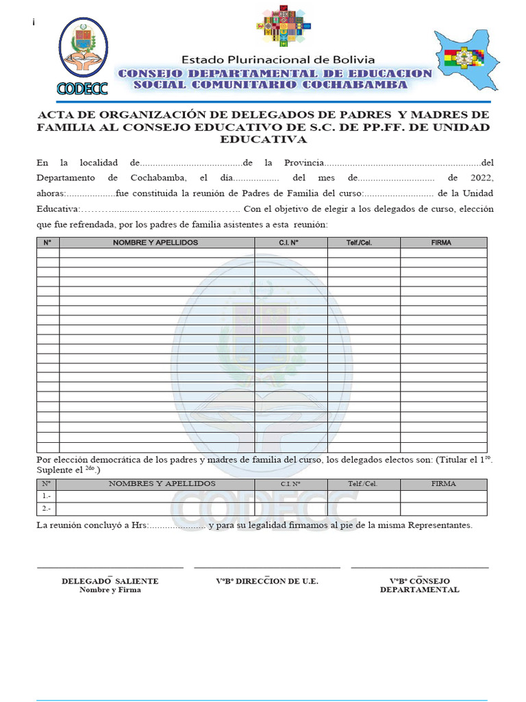 Acta de Conformación Padres de Familia 2024 | PDF | Gobierno