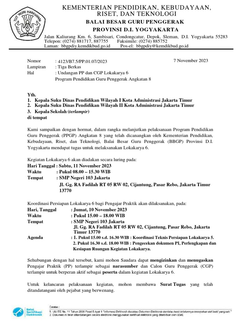 (4123) Kota JakTim Surat Undangan PP Dan CGP Loka 6 A8 | PDF