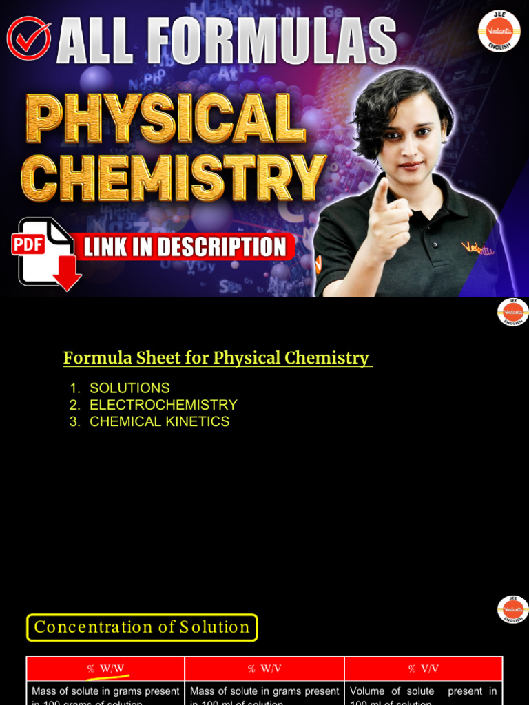 Chemistry Class 12 Formulas | PDF | Mole (Unit) | Physical Sciences