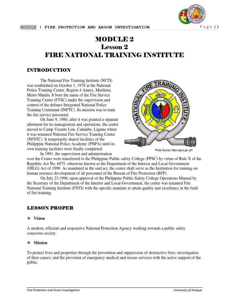 M2 LESSON 2 National Fire Training Institute | PDF