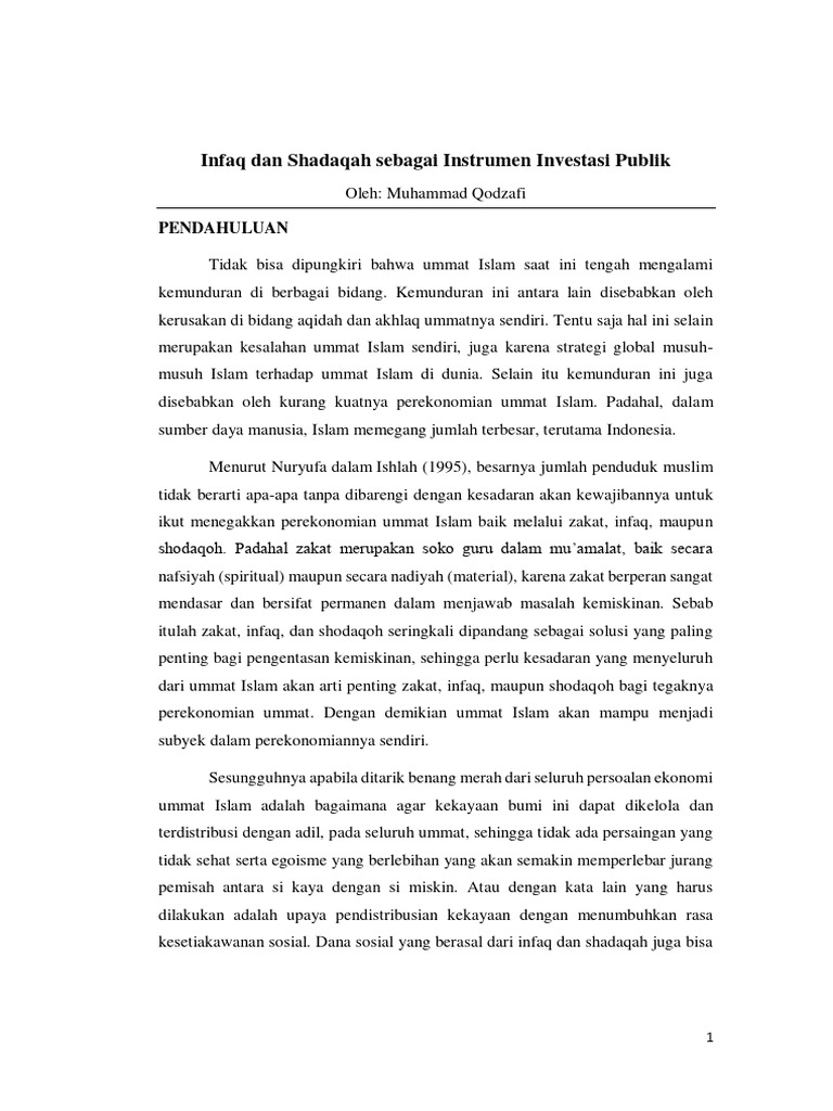Infaq Dan Shadaqah Sebagai Instrumen Investasi Pubik | PDF | Agama ...