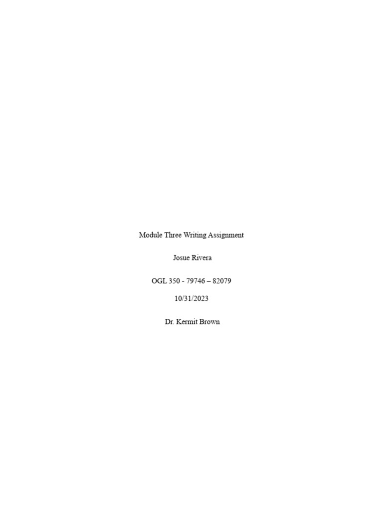 Module Three Writing Assignment Josue Rivera | PDF | Career & Growth | Business