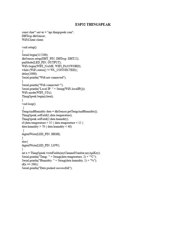 Esp32 Thingspeak | PDF | Teaching Methods & Materials | Computers