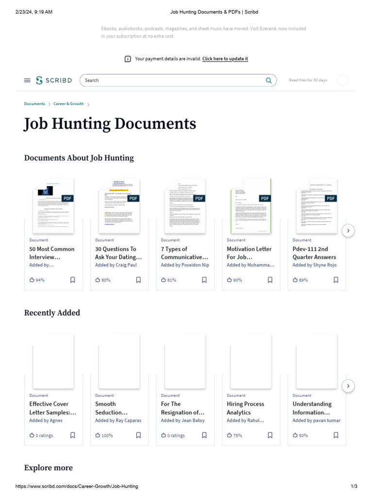 Job Hunting Documents & PDFs | PDF | Scribd | Information Technology