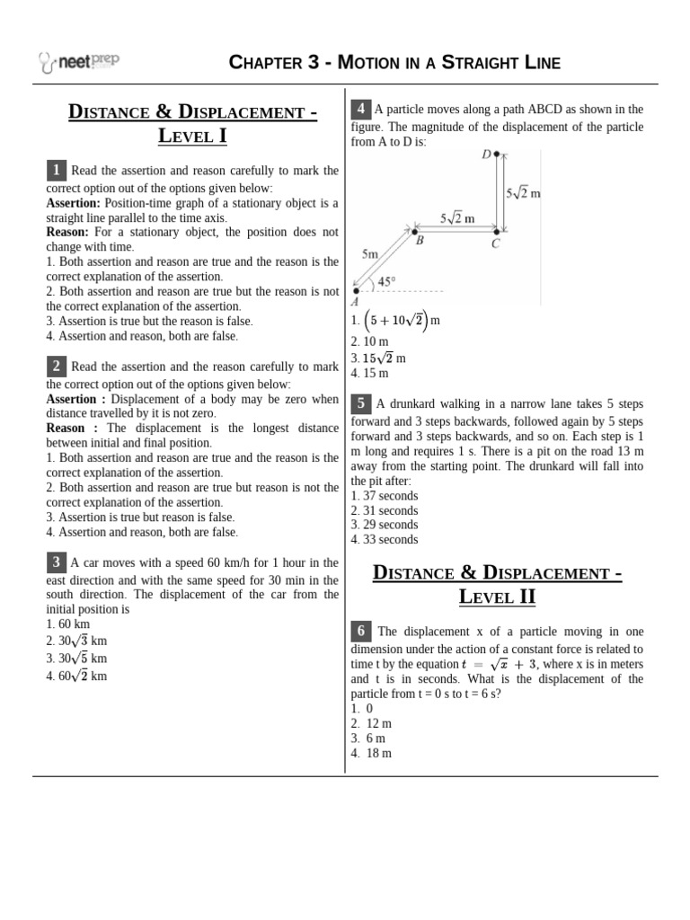Chapter 3 - Motion in A Straight Line | PDF | Velocity | Acceleration