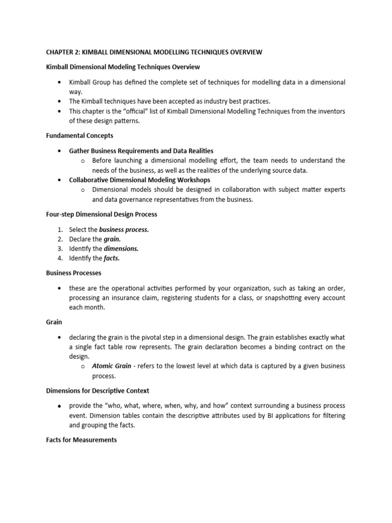 Chapter 2 Kimball Dimensional Modelling Techniques Overview | PDF ...