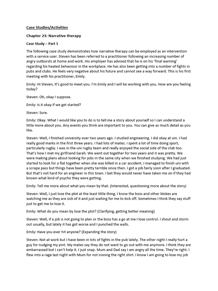 Narrative Therapy Case Study: Anger Issues | PDF | Grief