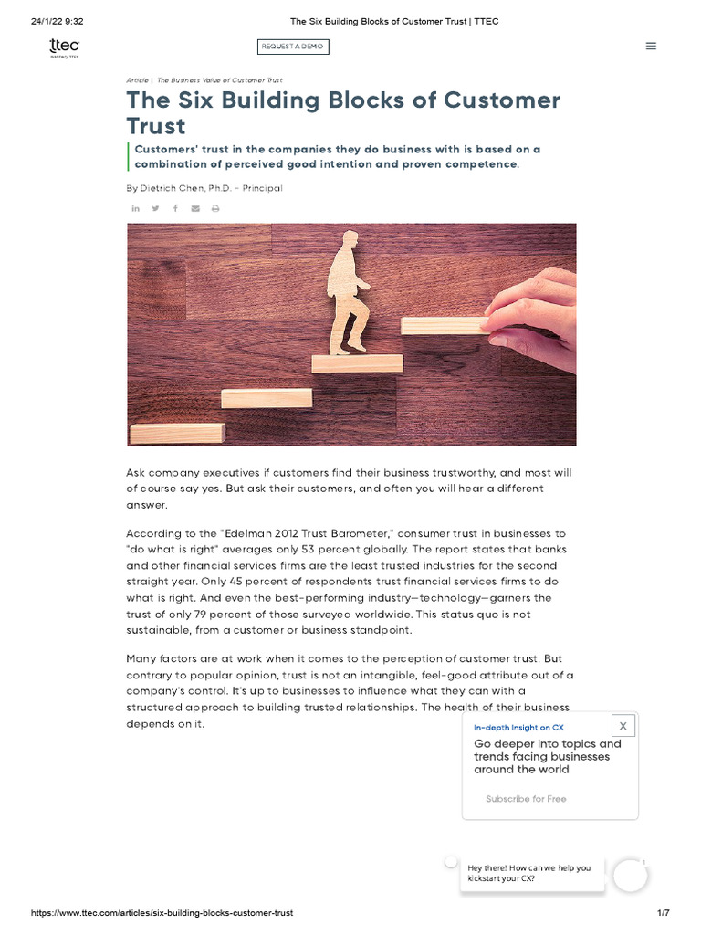 The Six Building Blocks of Customer Trust - TTEC | PDF | Career & Growth | Business