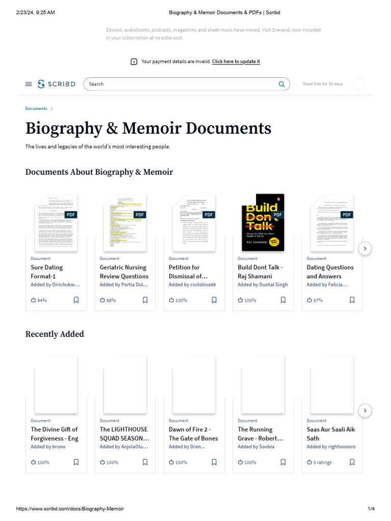 Biography & Memoir Document DH | PDF | Scribd | Written Communication