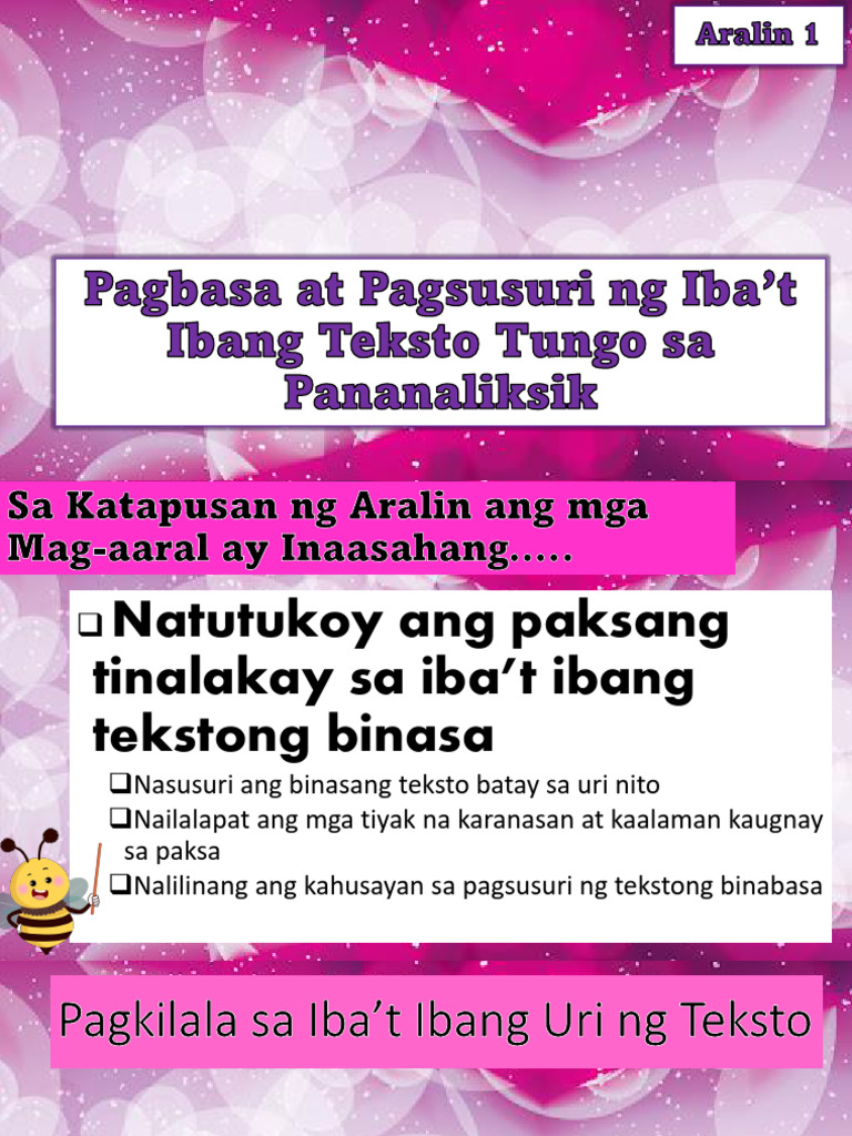 Pagbasa at Pagsusuri - 1 - ARALIN-1 | PDF