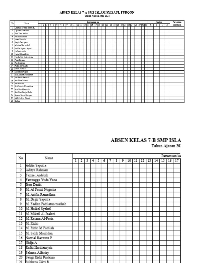 Absen 2023 2024 | PDF
