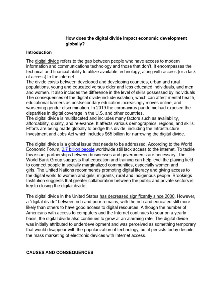 Digital Divide Pdf Information And Communications Technology