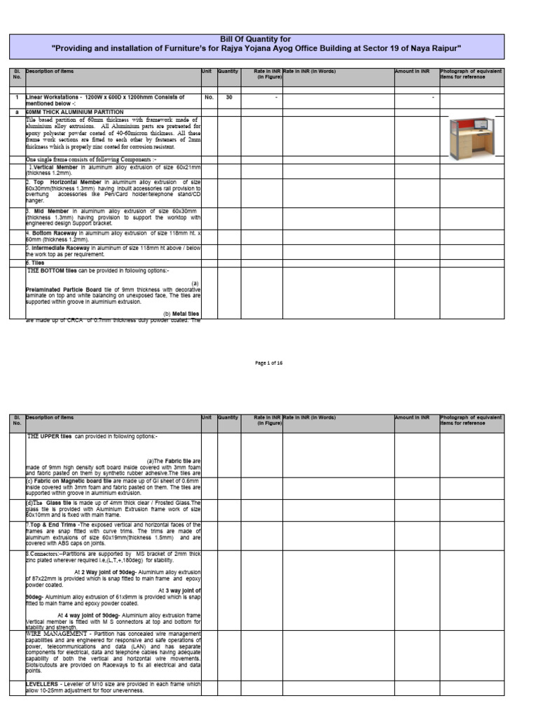 Furniture BOQ 31082015 | PDF | Chair | Upholstery