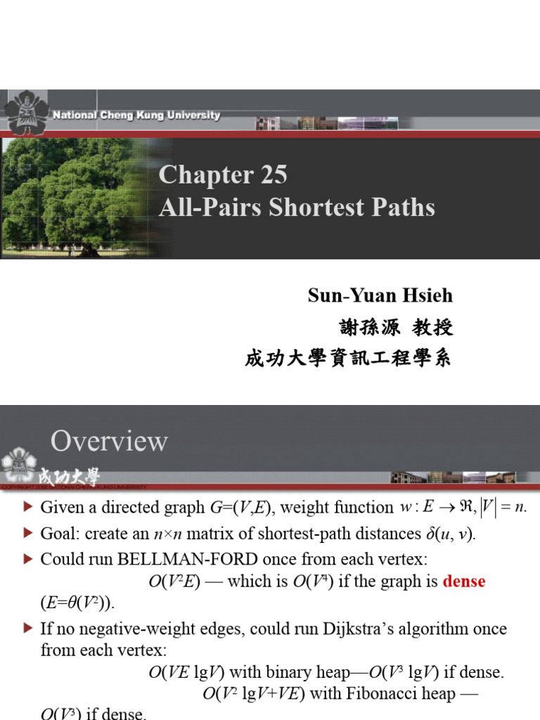 25 - All-Pairs Shortest Paths | PDF | Combinatorics | Mathematical ...