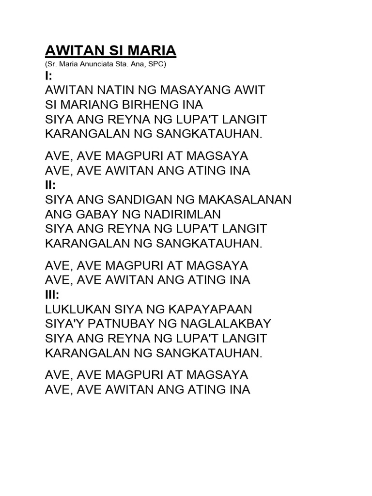 Awitan Si Maria | PDF