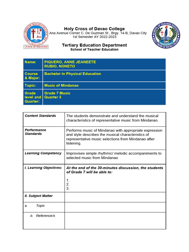 Lesson Plan For TTL 2 | PDF