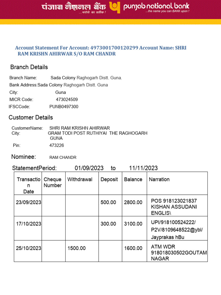 PNB Statement | Download Free PDF | Financial Services | Payments