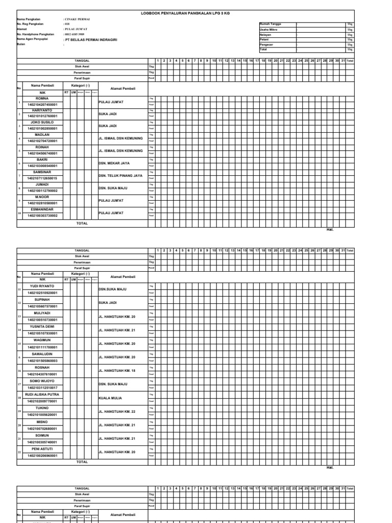 Format Logbook Tahun 2024 | PDF
