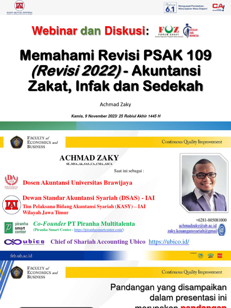 Revisi PSAK 109: Akuntansi Zakat 2022 | PDF