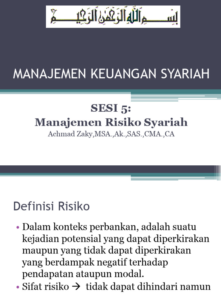 Sesi 05 - Mankeu Syariah - Risk Management | PDF