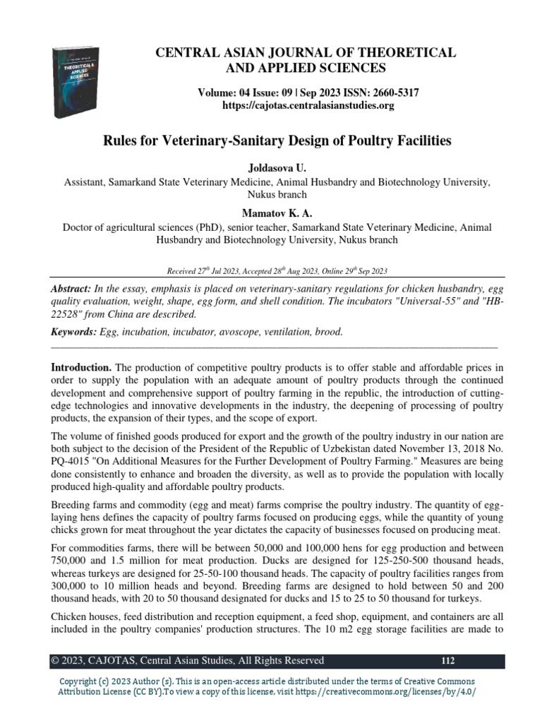 Rules For Veterinary-Sanitary Design of Poultry Facilities | PDF ...
