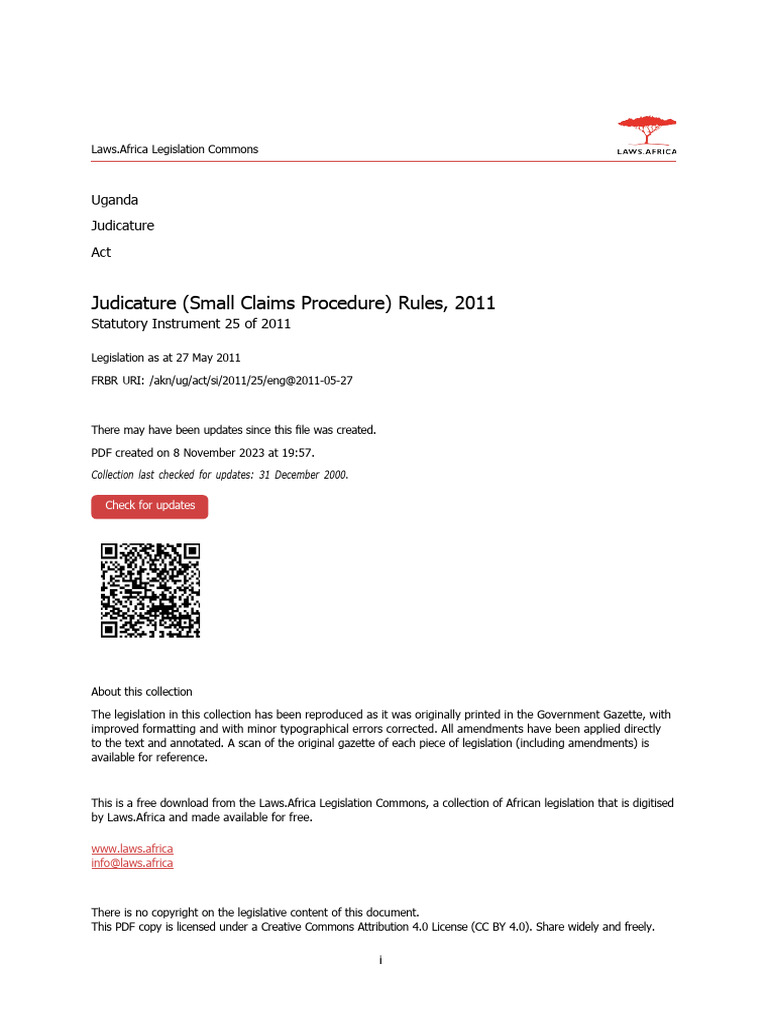 Judicature (Small Claims Procedure) Rules 2011 | PDF