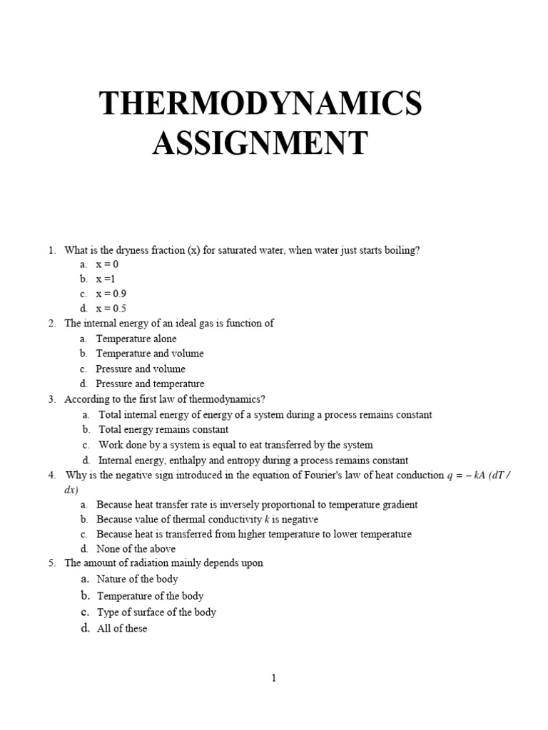 Assignment 1 | PDF | Temperature | Heat